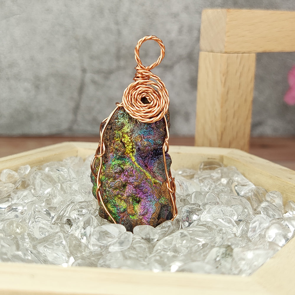 | Goethite Pendant Copper Wire Wrapped Gemstone Pendant | COLOUR: Gold ...